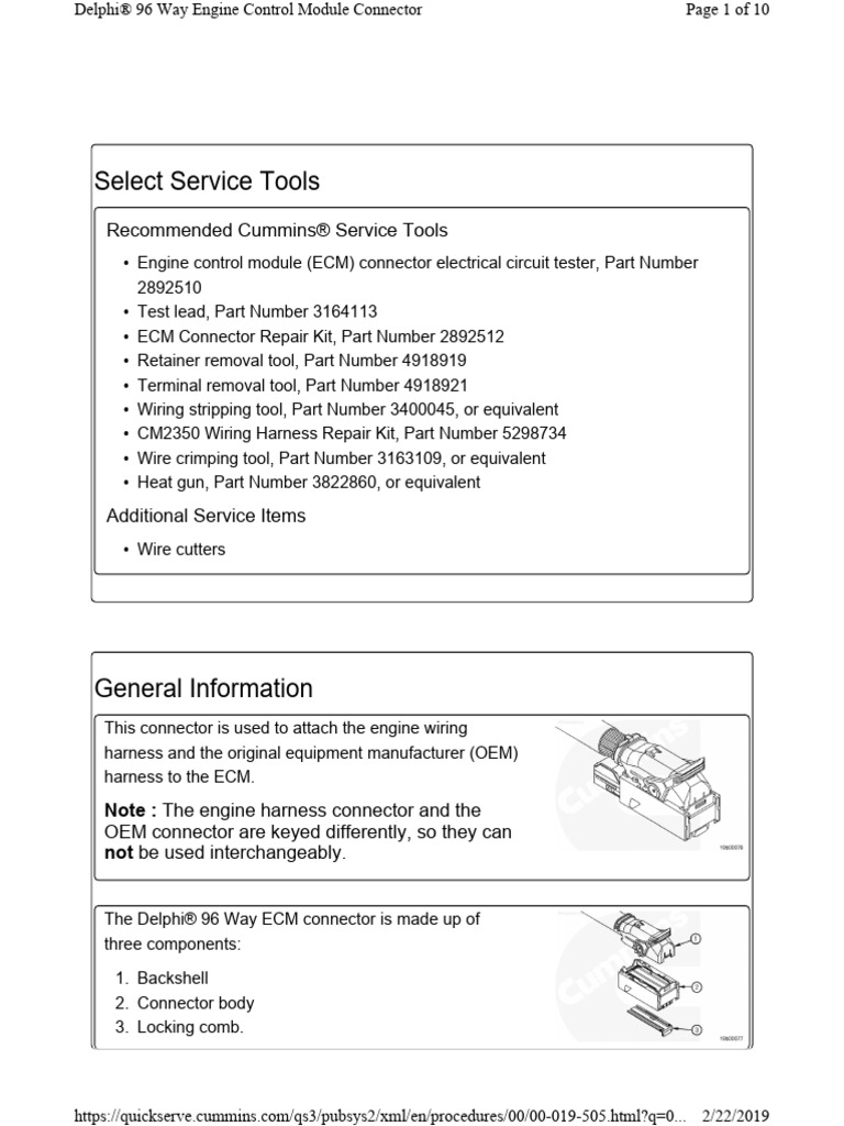 Cummins ECM Connector Repair Kit | PDF | Electrical Connector ...