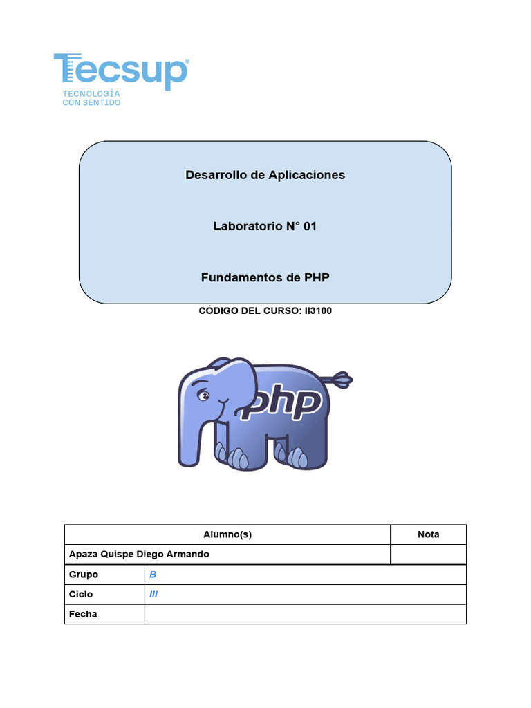 Laboratorio 01 - Fundamentos Ed PHP (1) | PDF | Php | HTML