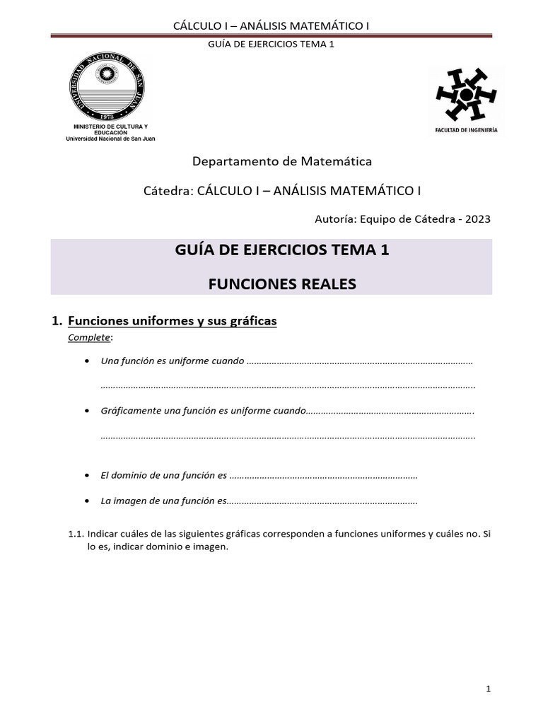 Tema 1_Ejerc_2023 | PDF | Función (Matemáticas) | Funciones trigonométricas