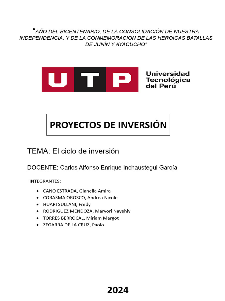 Ciclo de Inversion | PDF | Planificación | Transporte Ciclo de Inversion | PDF | Planificación | Transporte