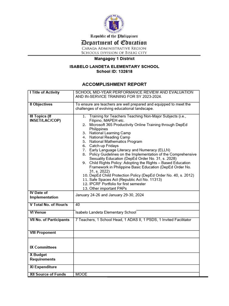 Inset Accomplishment-R - Template | PDF | Learning