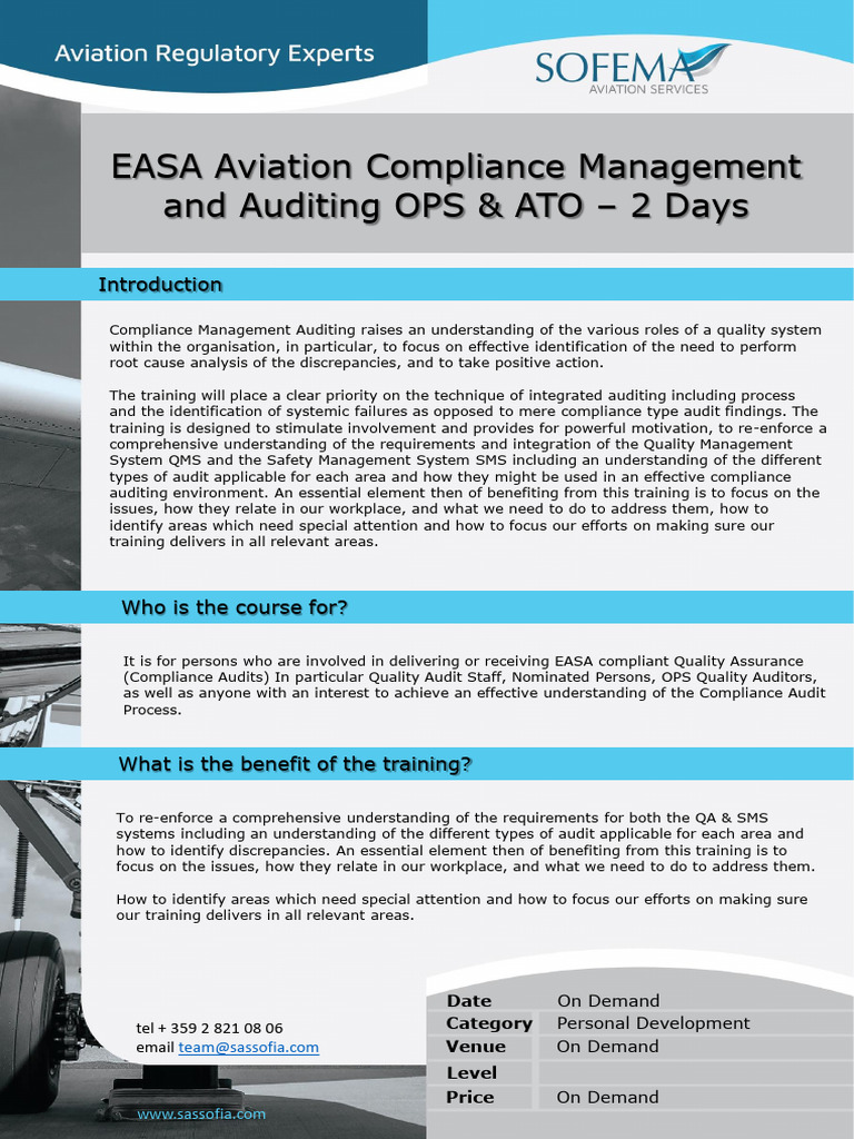 EASA Compliance Audit Training | PDF | Audit | Regulatory Compliance