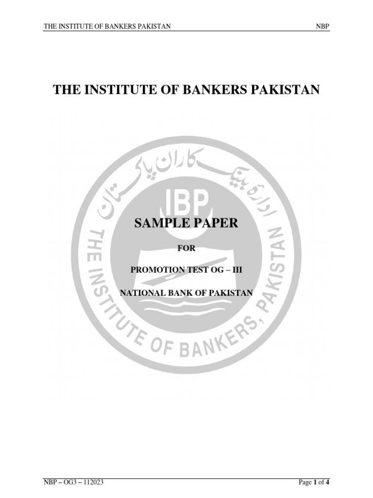 NBP - Sample Paper - OG - III | PDF | Economies