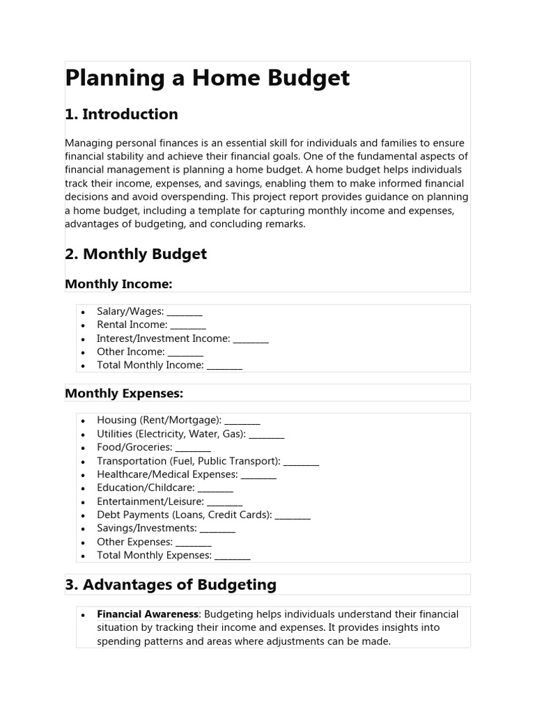 Planning A Home Budget | PDF | Expense | Budget