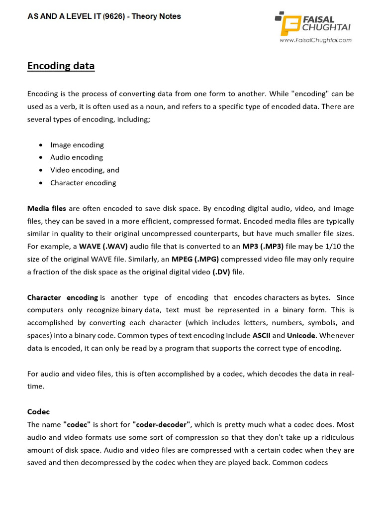 Encoding Data Pdf Data Compression Codec