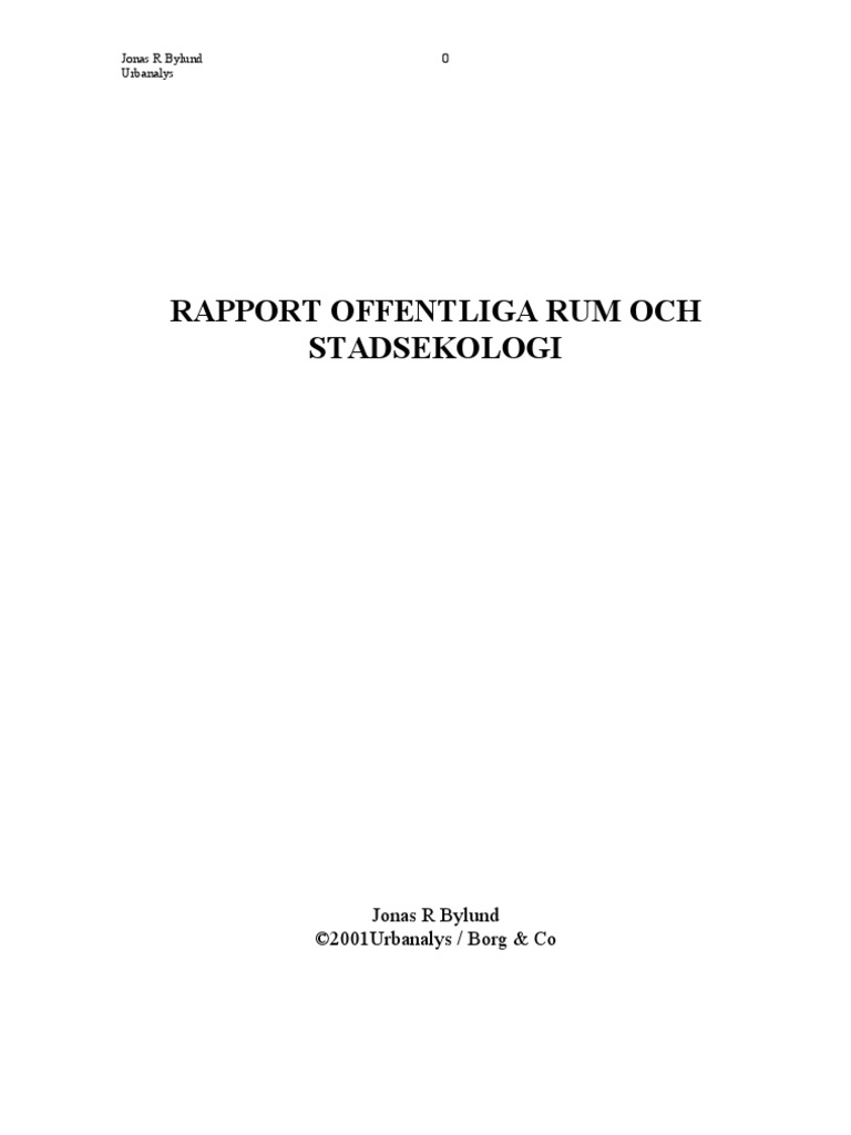 Bylund 2001 Ekostaden Rapport1 | PDF