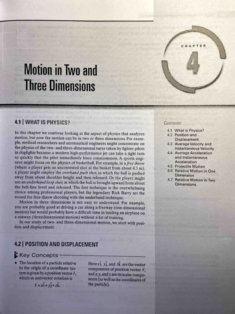 Motion in a plane Resnick Halliday JEE THEORY PART 1 | PDF