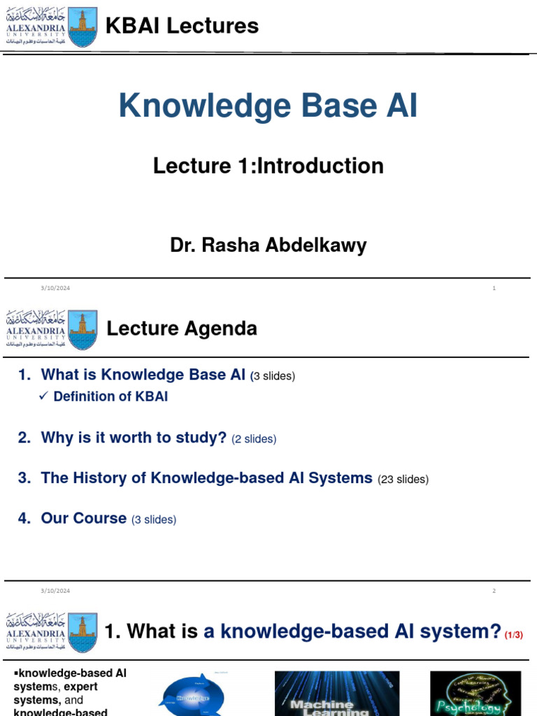 KBAI_Lect1_Intro | PDF | Artificial Intelligence | Intelligence (AI) & Semantics