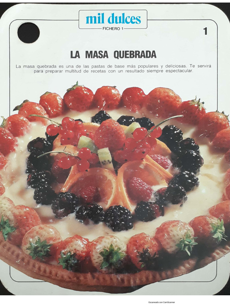 Mil Dulces. Fichero 1. Masa Quebrada y de Hojaldre, Rellenos y Coberturas | PDF