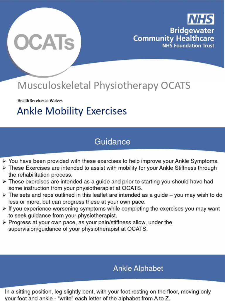 Ankle Range of Motion Exercises Patient Advice Sheet | PDF | Anatomical Terms Of Motion | Foot