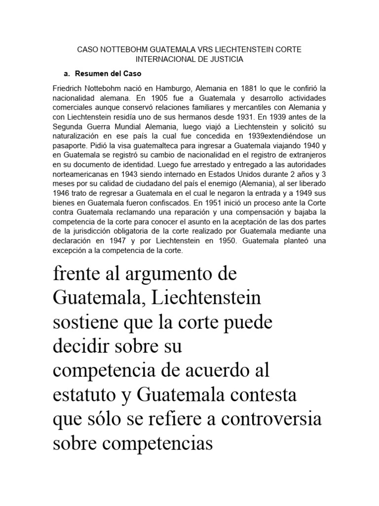 Caso Nottebohm | PDF | Relaciones Internacionales | Justicia