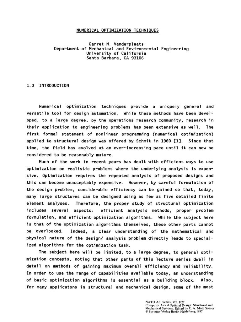 Numerical Optimization Techniques | PDF | Mathematical Optimization ...