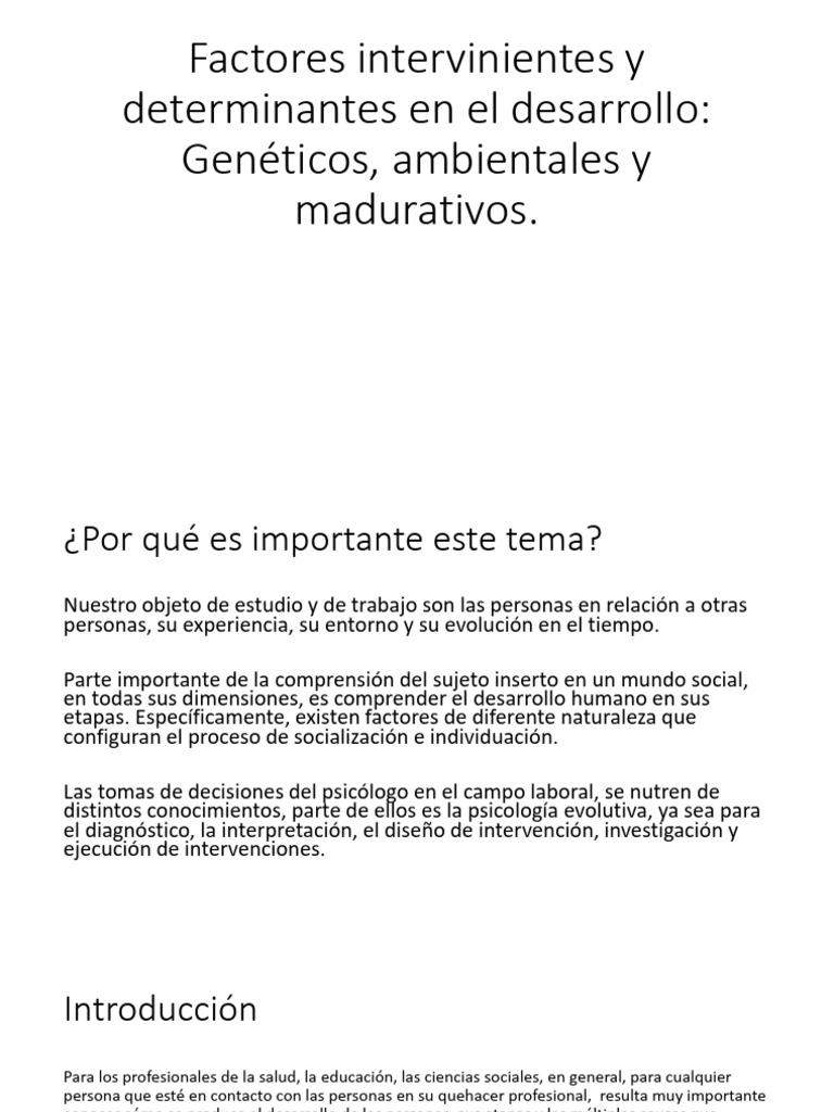 Factores intervinientes y determinantes en el desarrollo | PDF | Las ...