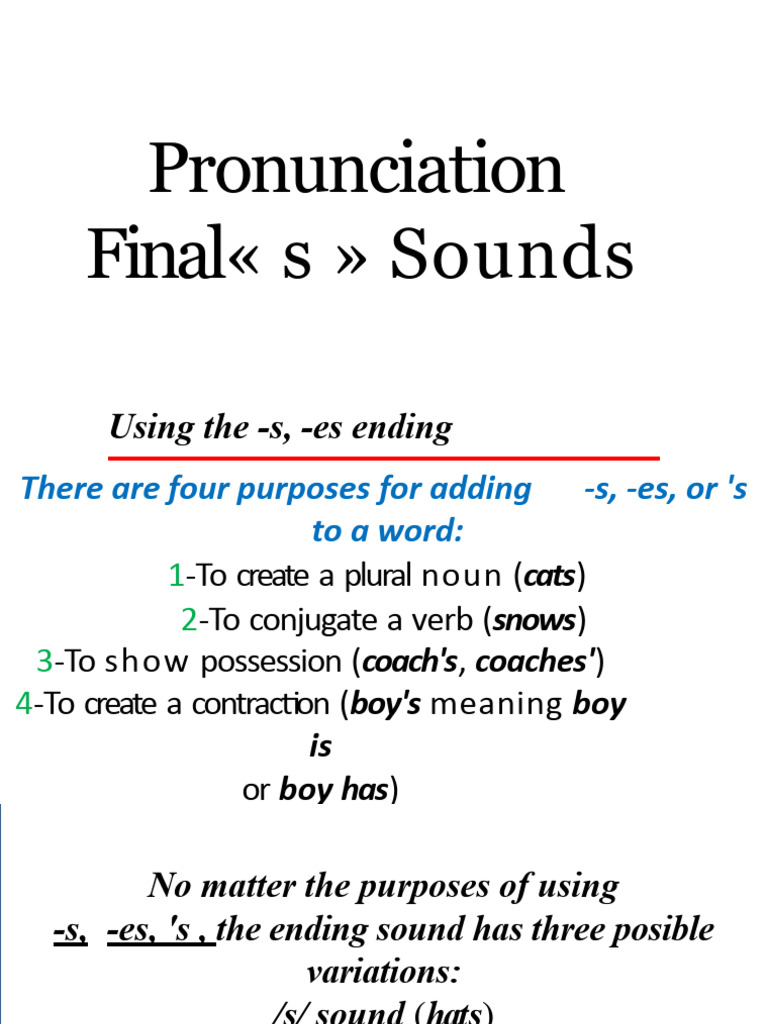 Pronunciation S Sounds | PDF | Syllable | Phonetics