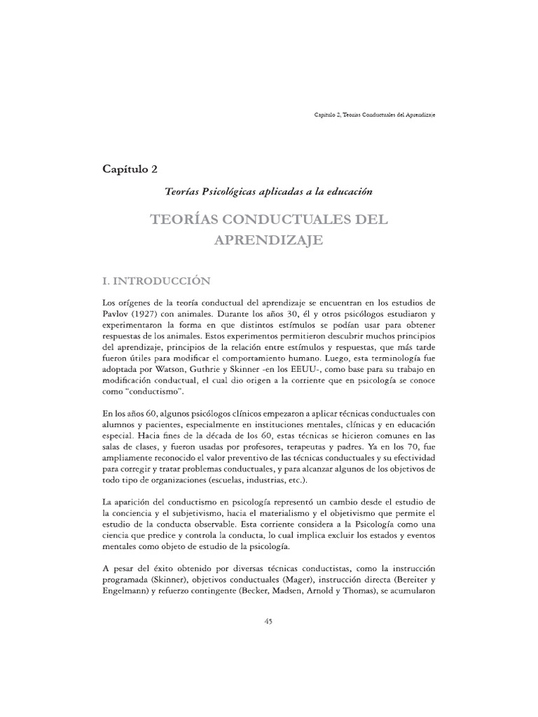 Módulo 2 Teorías Conductivistas Del Aprendizaje Pdf Psicología