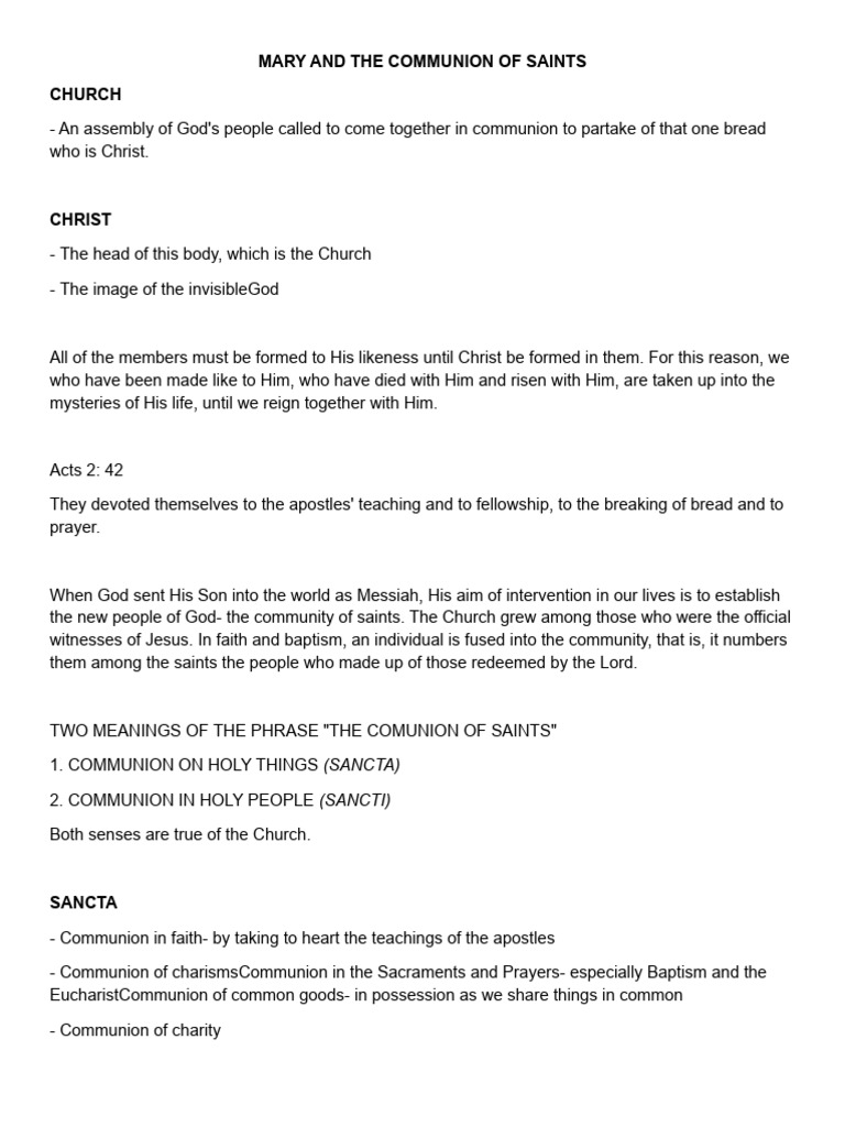 Mary and The Communion of Saints | PDF | Eucharist | Saint