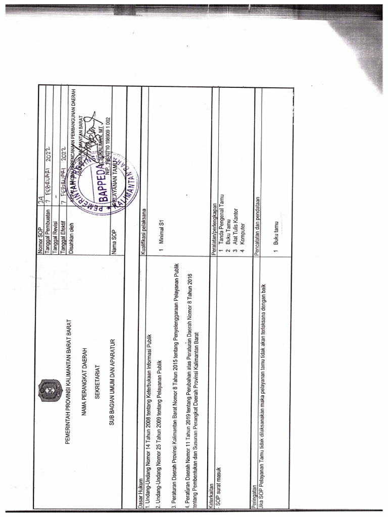 Sop Pelayanan Tamu | PDF