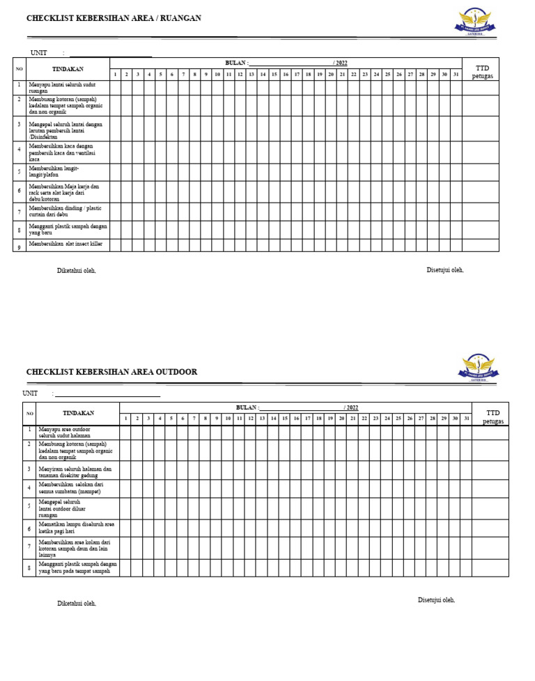 Checklist Kebersihan Ruangan | PDF