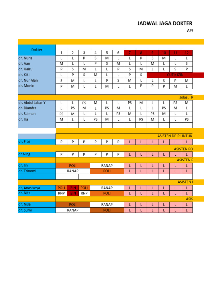 JADWAL ALL DOKTER APRIL 2024 Fix | PDF