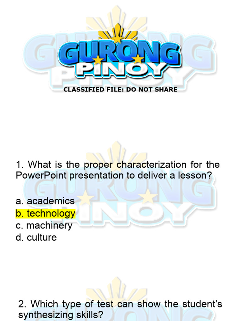 GURONG PINOY Profed CLASSIFIED | PDF | Learning | Teachers