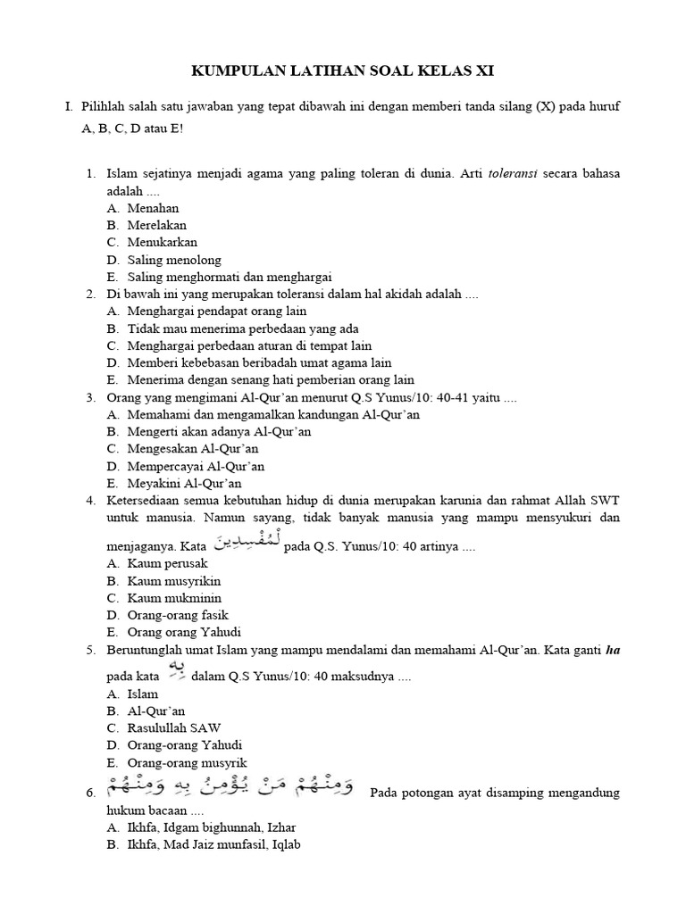 Kumpulan Latihan Soal Kelas Xi | PDF