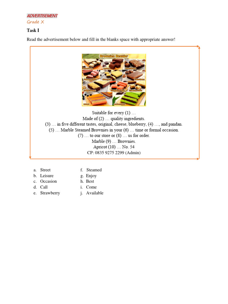 Advertisement Task for Grade X | PDF