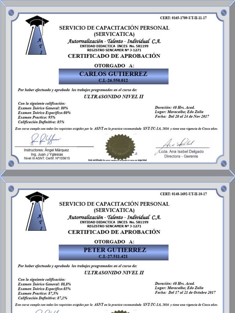Certificado Ultrasonido Pedro Vzla | PDF