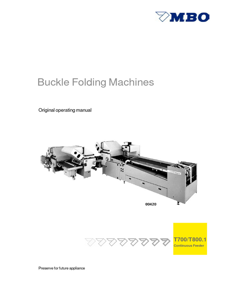 Buckle Folding Machines: Original Operating Manual | PDF | Belt ...