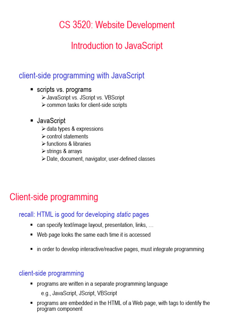 Lecture 7 | PDF | Java Script | Dynamic Web Page Lecture 7 | PDF | Java Script | Dynamic Web Page