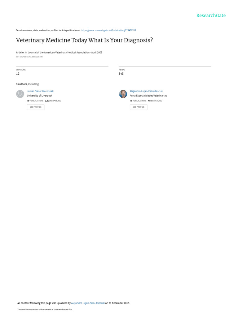 Veterinary Medicine Today What Is Your Diagnosis?: Journal of The ...