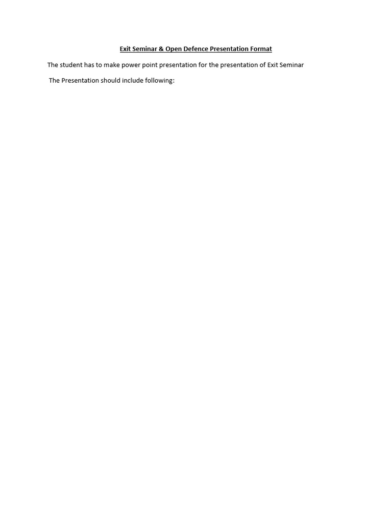 Exit Seminar Presentation Format | PDF