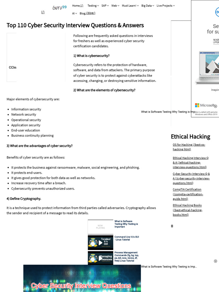 Cybersecurity Interview Q&A Guide | PDF | Security | Computer Security