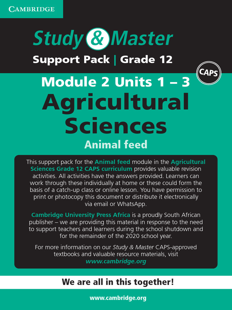 Study - Master - Gr12 - AgriScienc - Animal Feed 1 | PDF | Nutrition ...