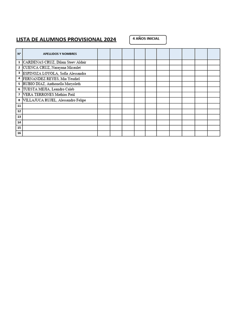 Lista Provisional de Alumnos 2024 | PDF