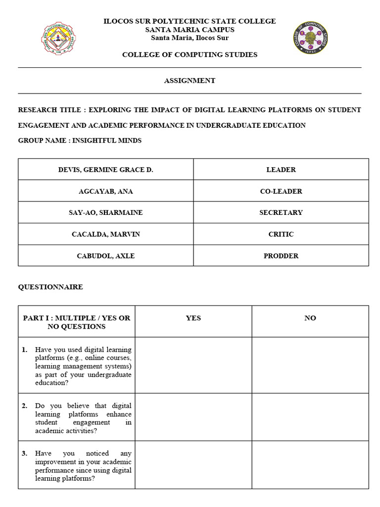 Assignment in QM Questionnaires SP | PDF | Learning | Behavior Modification