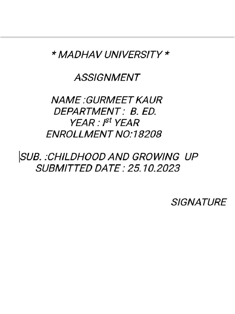 Childhood Growing Up | PDF