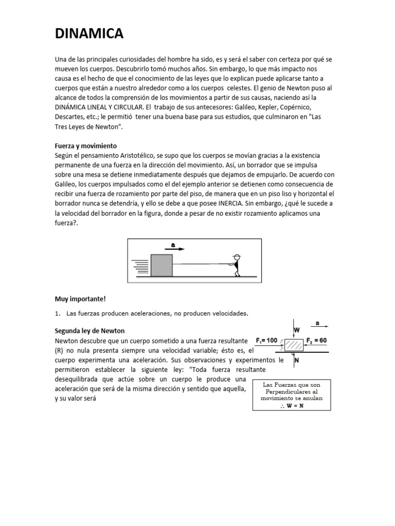 DINAMICA | PDF | Fuerza | Las leyes del movimiento de Newton