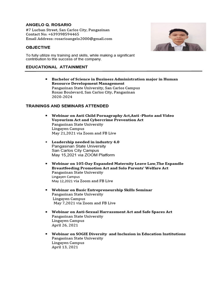 Angelo Rosario Resume New 3 | PDF
