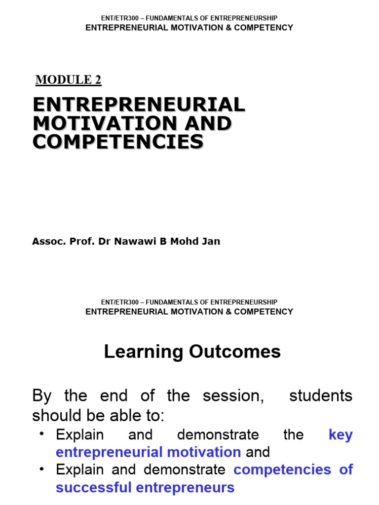 ENT300 - Module02 - ENTREPRENEURIAL BEHAVIOR & COMPETENCIES | PDF ...