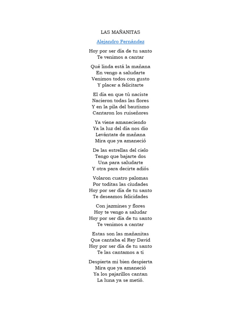Las Mañanitas Letra | PDF