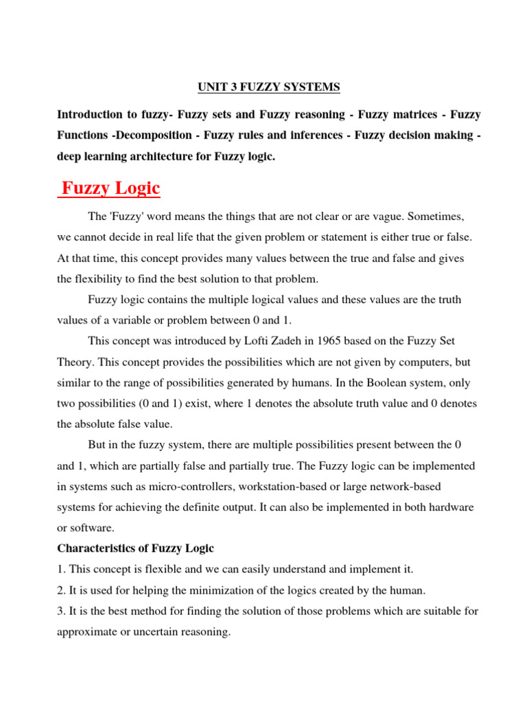Unit 3 Notes Pdf Set Mathematics Fuzzy Logic