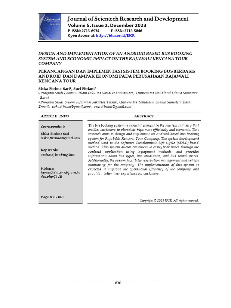Ucd - PERANCANGAN DAN IMPLEMENTASI SISTEM BOOKING BUS BERBASIS | PDF