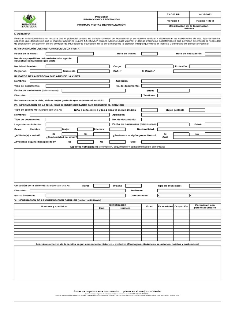 Formato de Focalizacion ICBF-IMPRIMIBLE | PDF