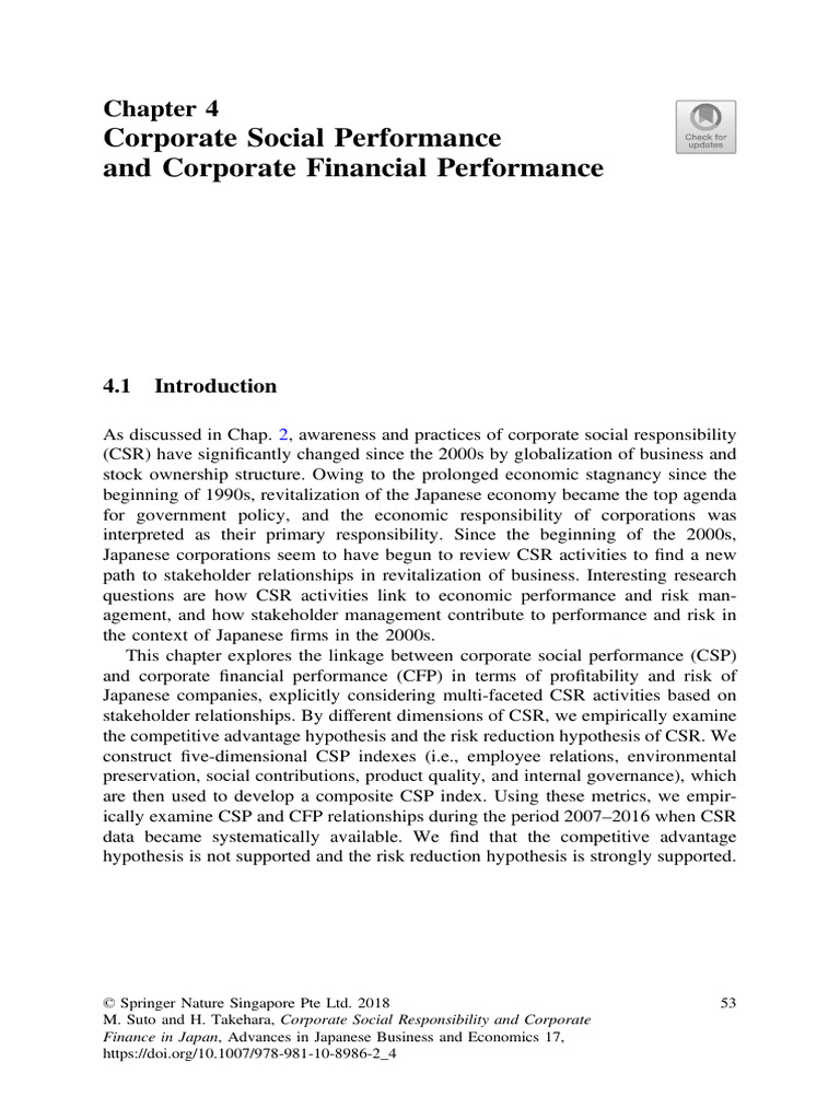Corporate Social Performanceand Corporate Financial Performance ...