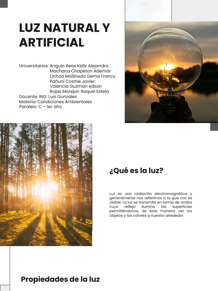 Luz Natural vs. Artificial: Beneficios y Desventajas | PDF ...