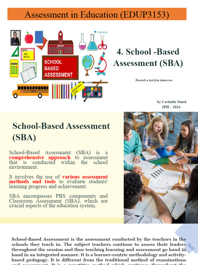 Topic 4 School Based Assessment SBA | PDF | Educational Assessment | Learning