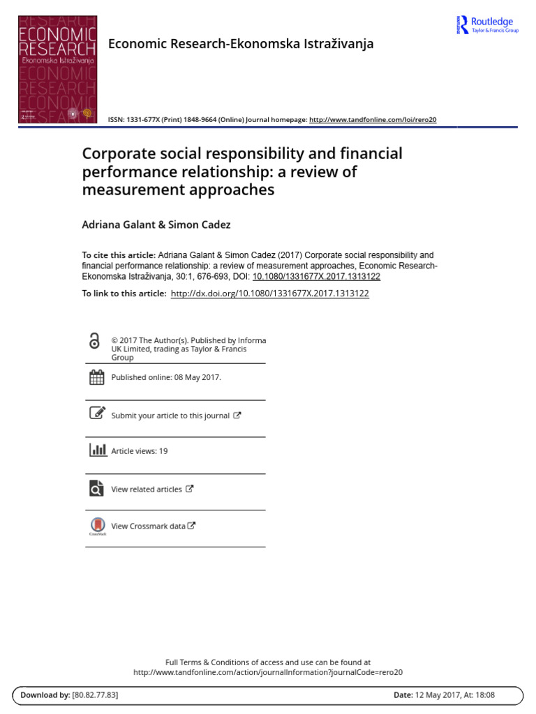 Corporate Social Responsibility and Financialperformance Relationship A Review Ofmeasurement ...