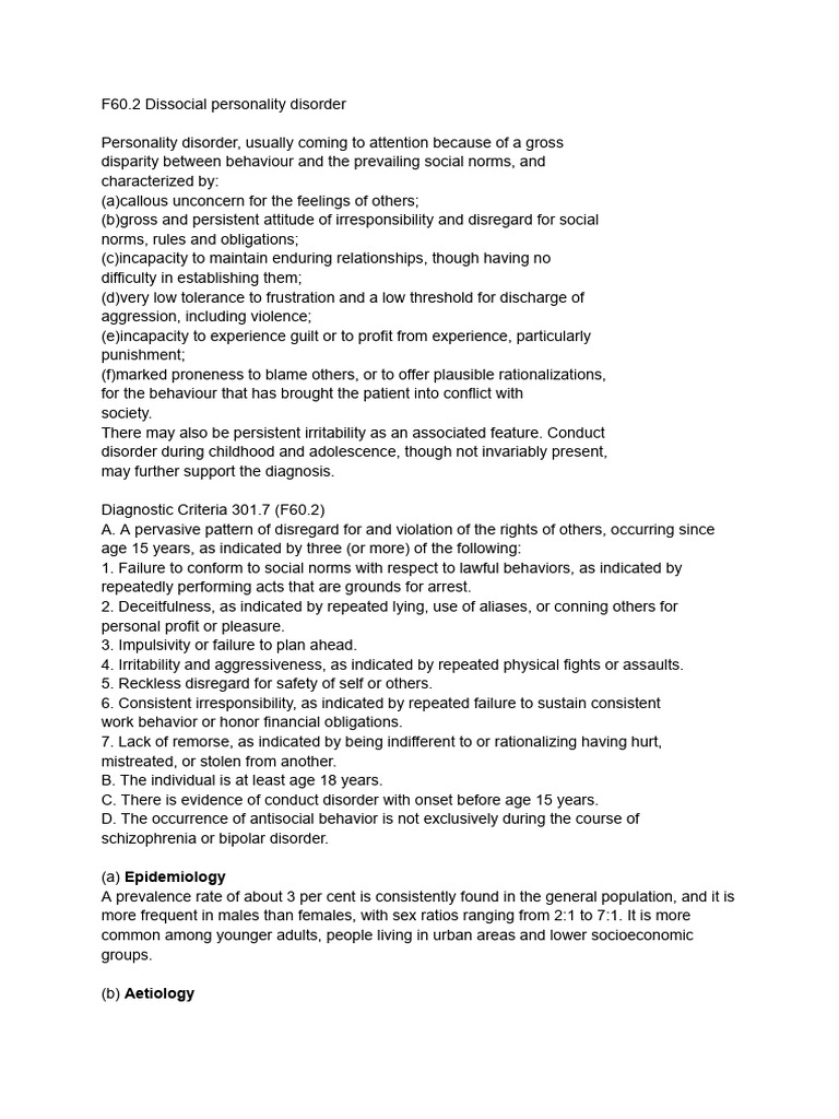 Antisocial Personality Disorder | PDF | Antisocial Personality Disorder ...