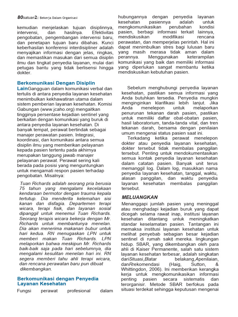 Salinan Terjemahan Tugas SBAR 2 | PDF
