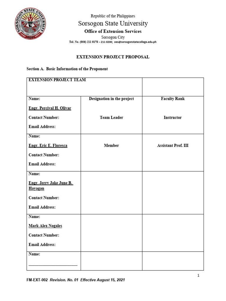 Form 2 OES Proposal Form - Bridge Engg | PDF | Food Safety